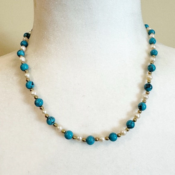 Vintage | Jewelry | Vintage Turquoise Color Beads Pearl Beaded Necklace ...